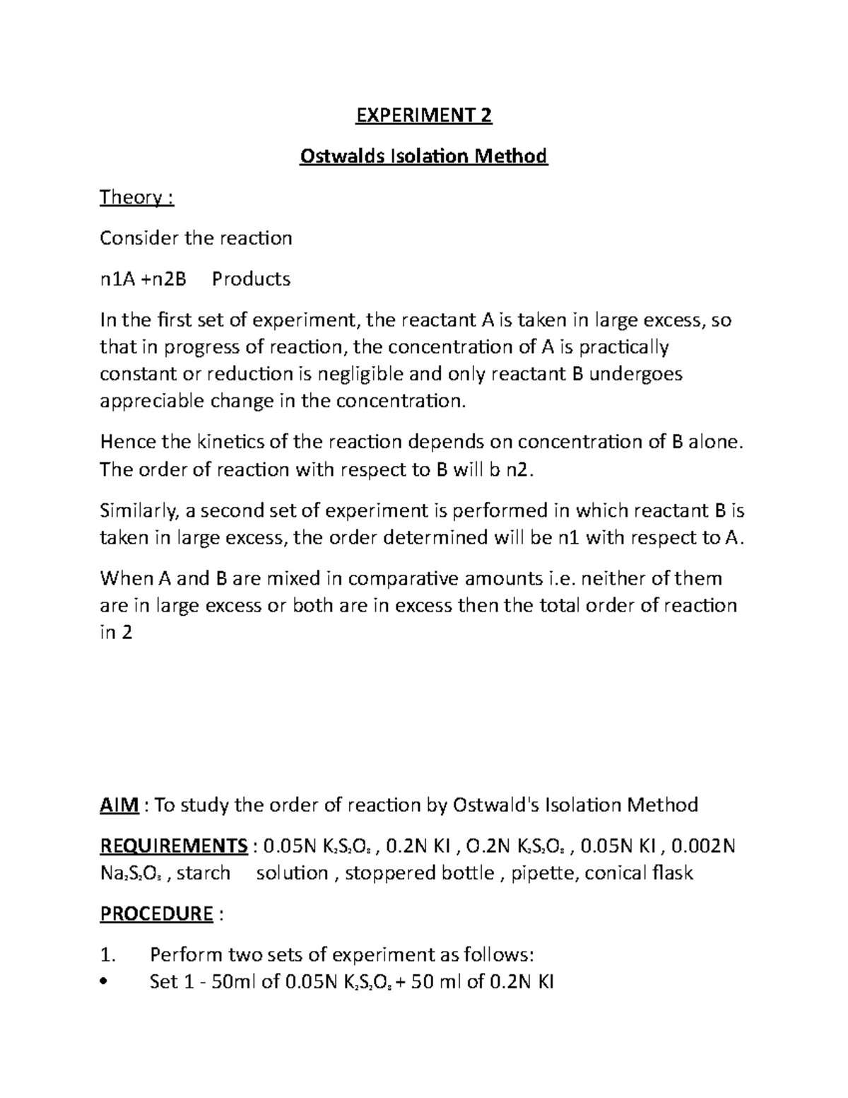 Ostwald's Ripening and Accelerated Stability Studies - EXPERIMENT 2 ...