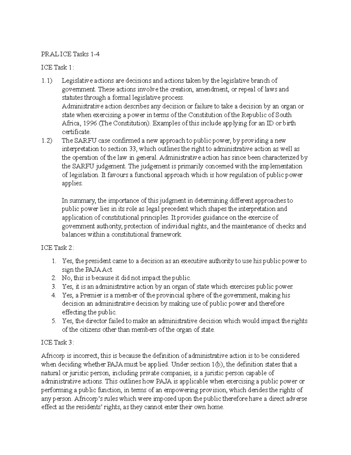 ICE Tasks 1-4 (assignment) - PRAL ICE Tasks 1- ICE Task 1: Legislative ...