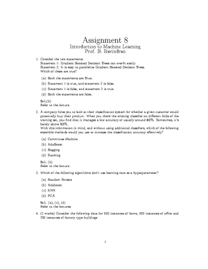 Assignment 10 - Assignment 10 Introduction to Machine Learning Prof. B. Ravindran The pairwise ...