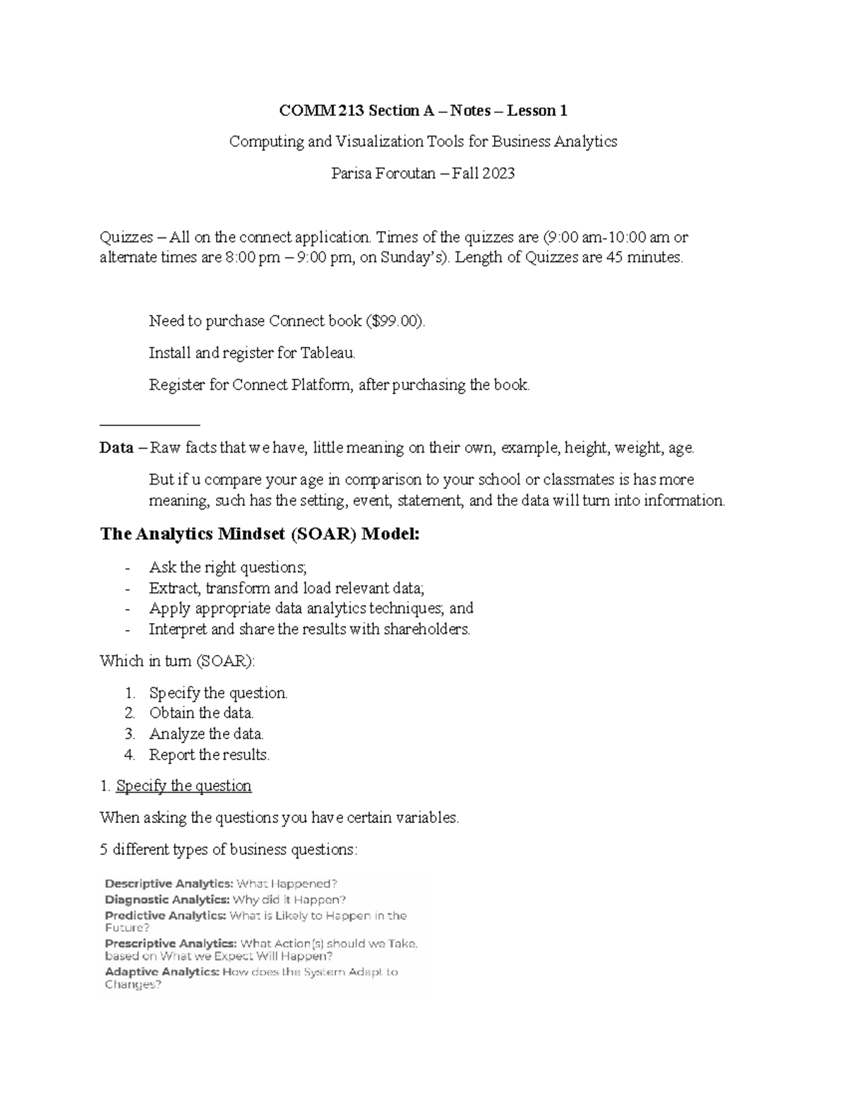 Lesson 1 - Intro To Data - note - COMM 213 Section A – Notes – Lesson 1 ...