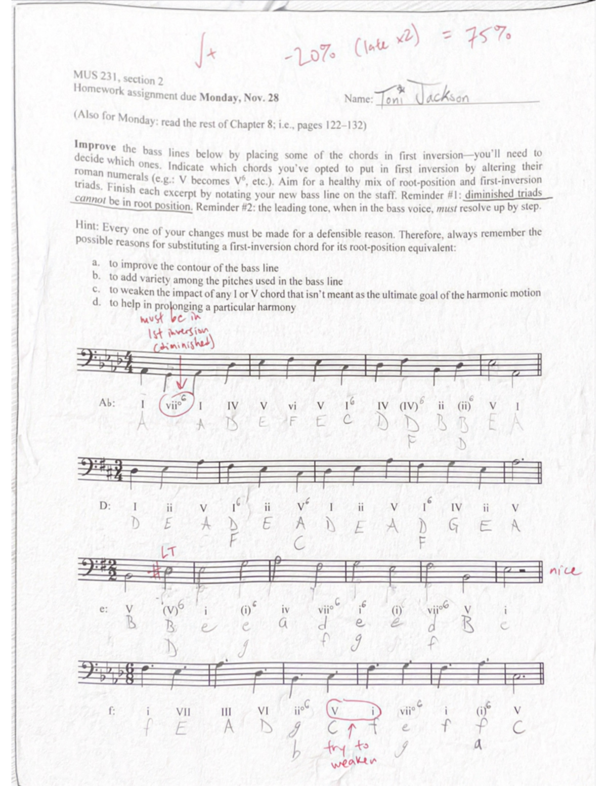 Mus 231 26 - Music Theory Homework - MUS 231 - Studocu