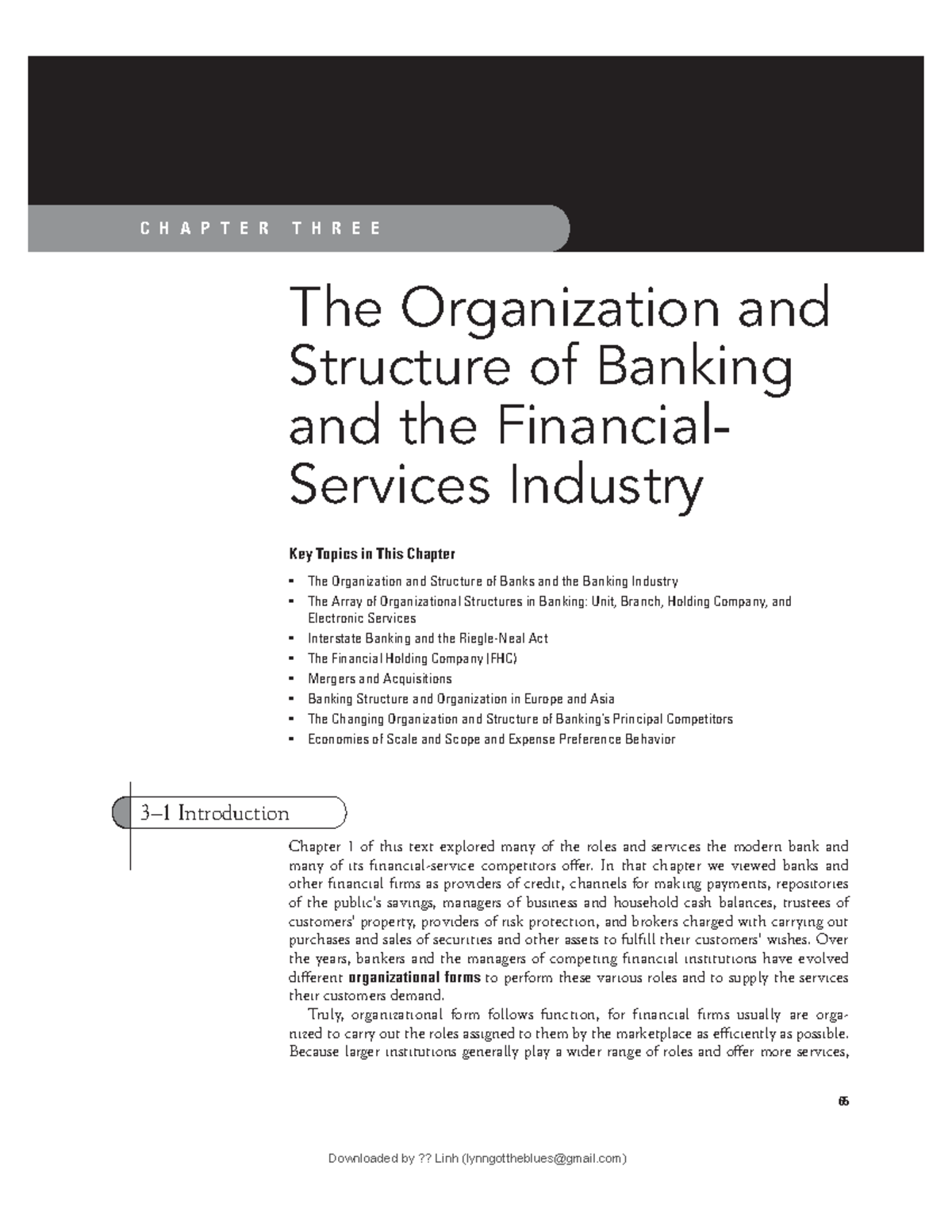3. chapter three - 65 The Organization and Structure of Banking and the ...