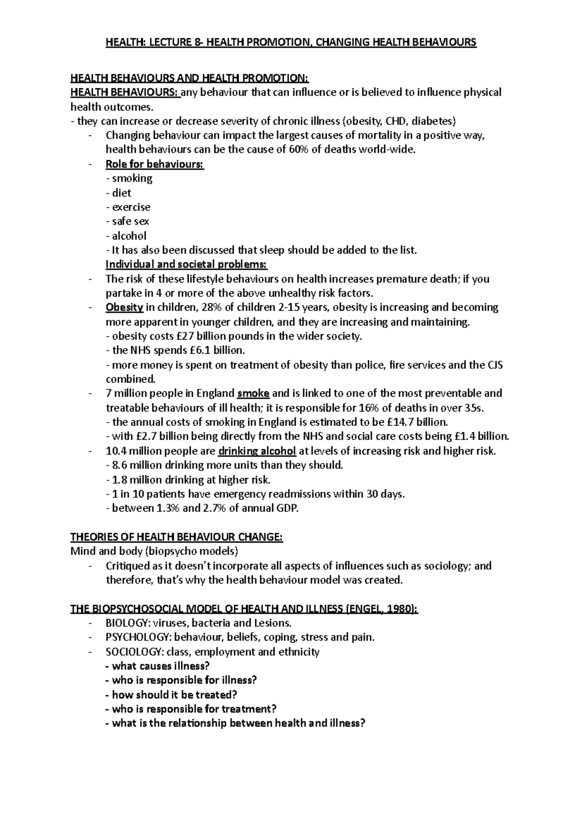 (8) Promote & Change Behaviours - HEALTH BEHAVIOURS AND HEALTH ...