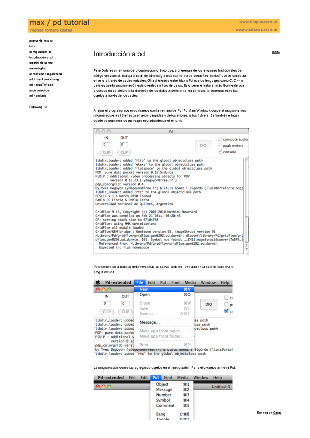 1 - Introducción a pd - pd tutorial - Introducción a pd Pure Data es un ...