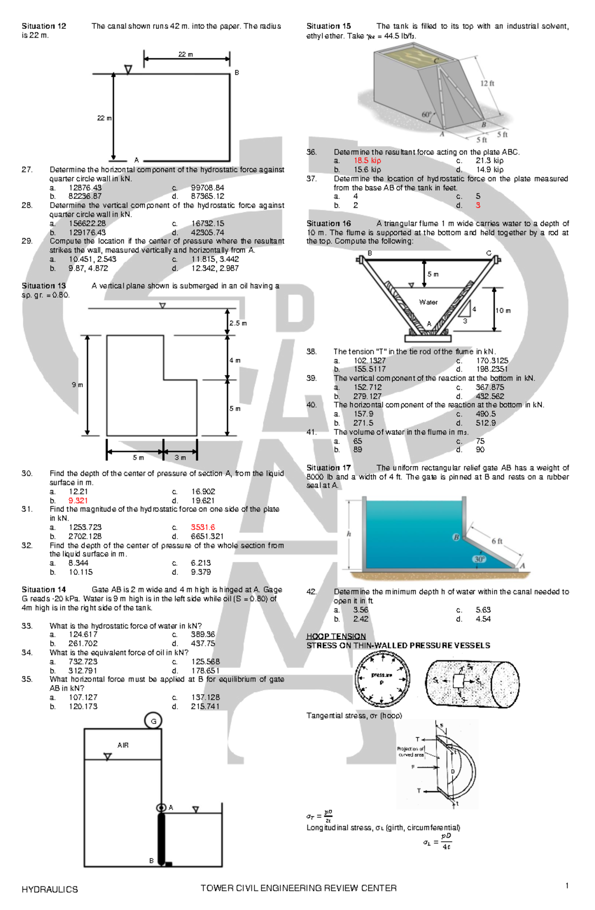 NOV 2020 Hydraulics (7-9) - HYDRAULICS TOWER CIVIL ENGINEERING REVIEW ...