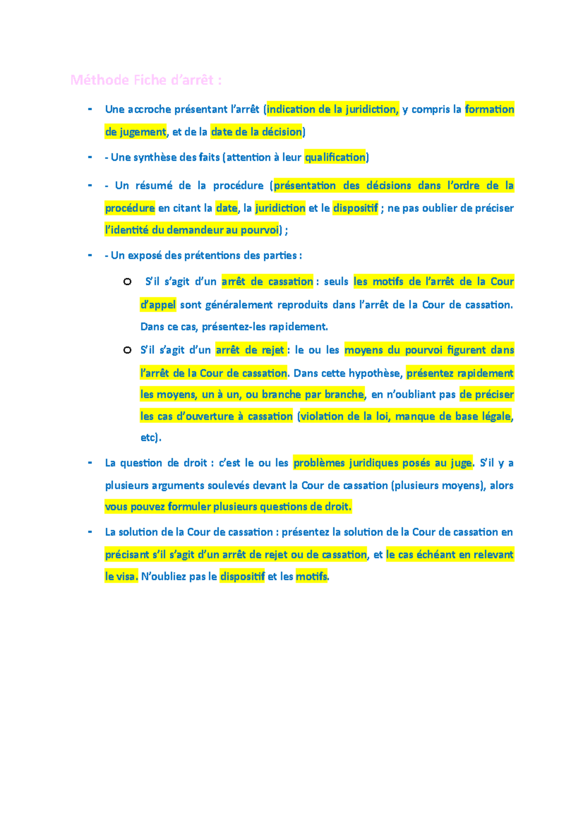 Méthodo Fiche d'arret RC - Méthode Fiche d’arrêt : - Une accroche présentant l’arrêt (indication ...