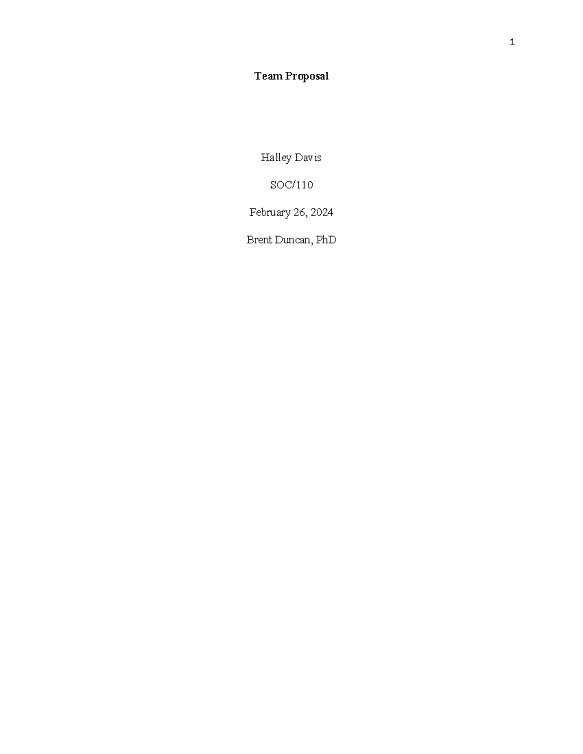 Wk 2 - Summative Assessment Building a Team Proposal - Team Proposal ...