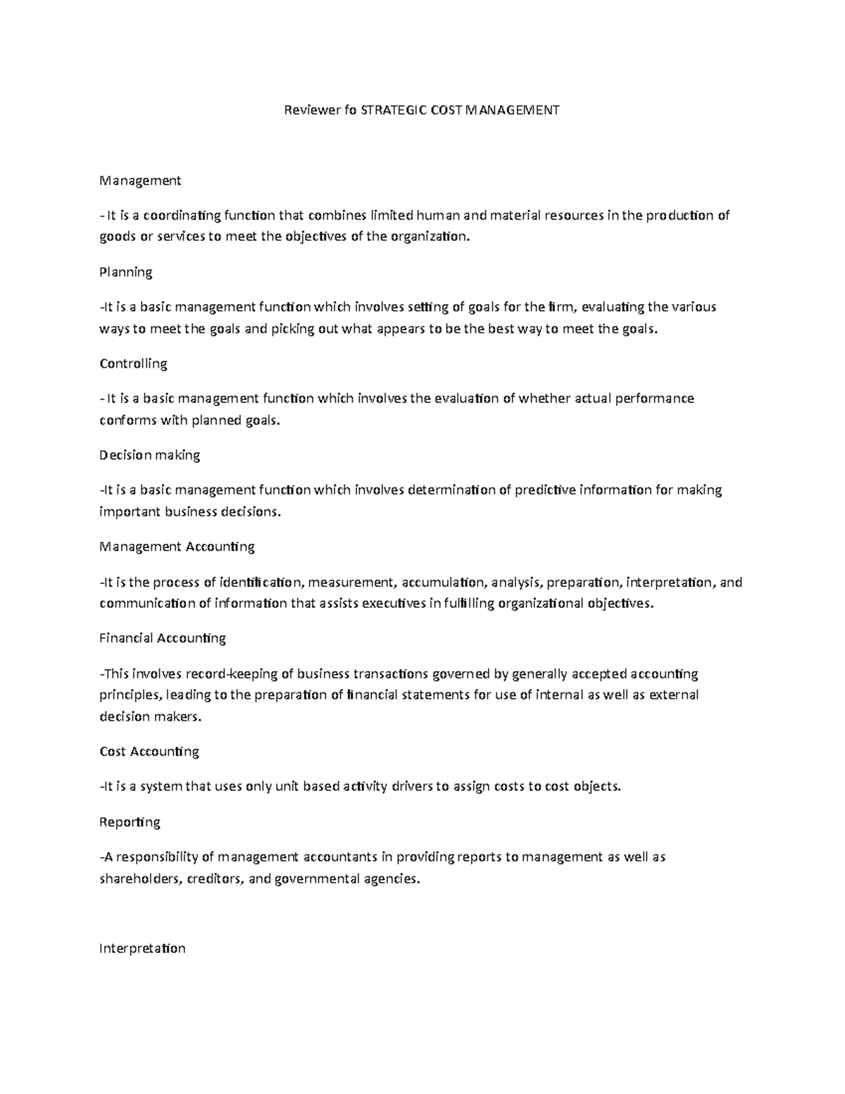 Reviewer fo cost STR-WPS Office - Reviewer fo STRATEGIC COST MANAGEMENT ...