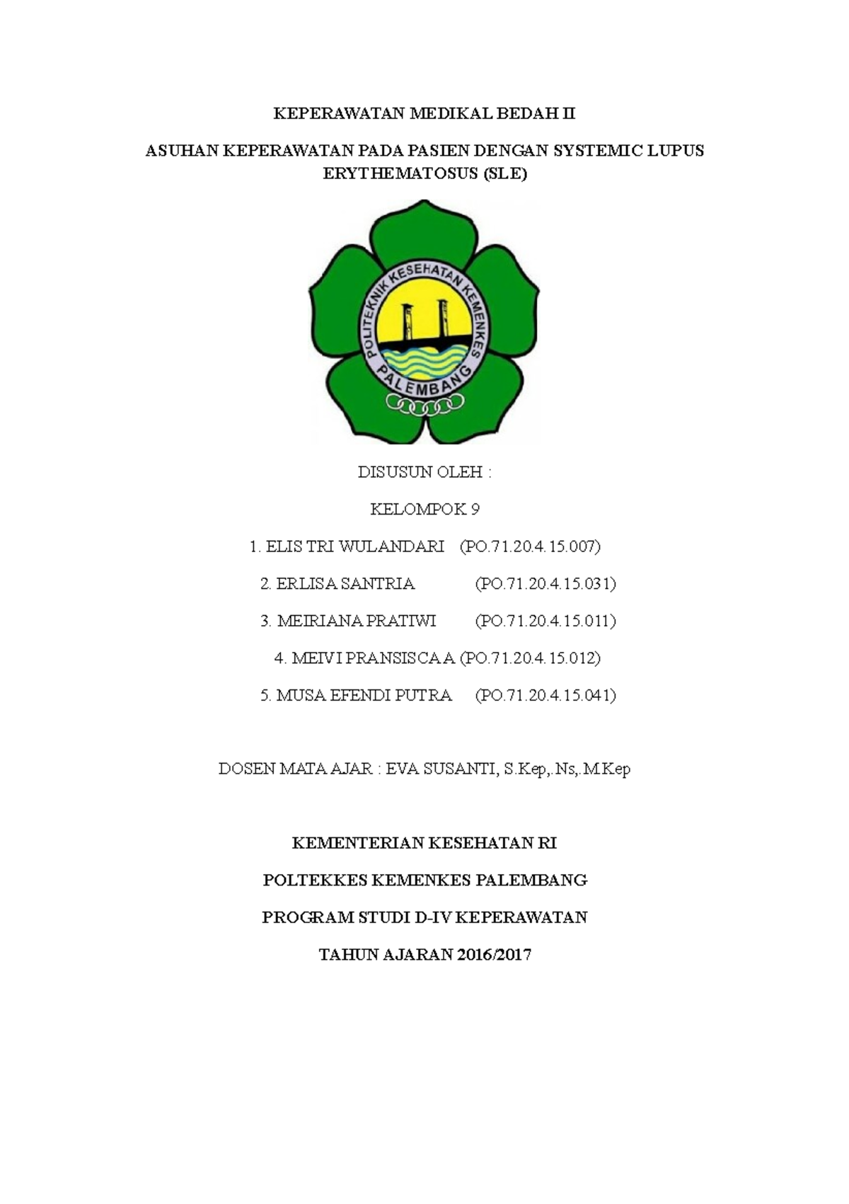 Askep Lupus Eritematosus Sistemik LES 1 - KEPERAWATAN MEDIKAL BEDAH II ...