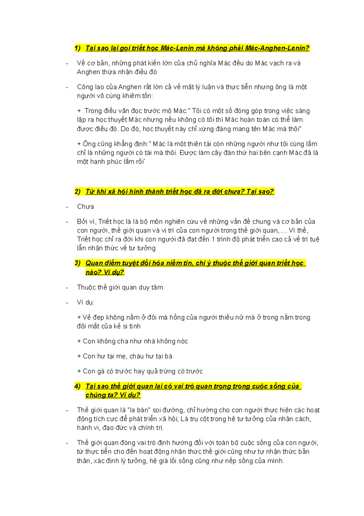 BT TRIẾT HỌC( CÂU TL) - rủue - Tại sao lại gọi triết học Mác-Lenin mà ...