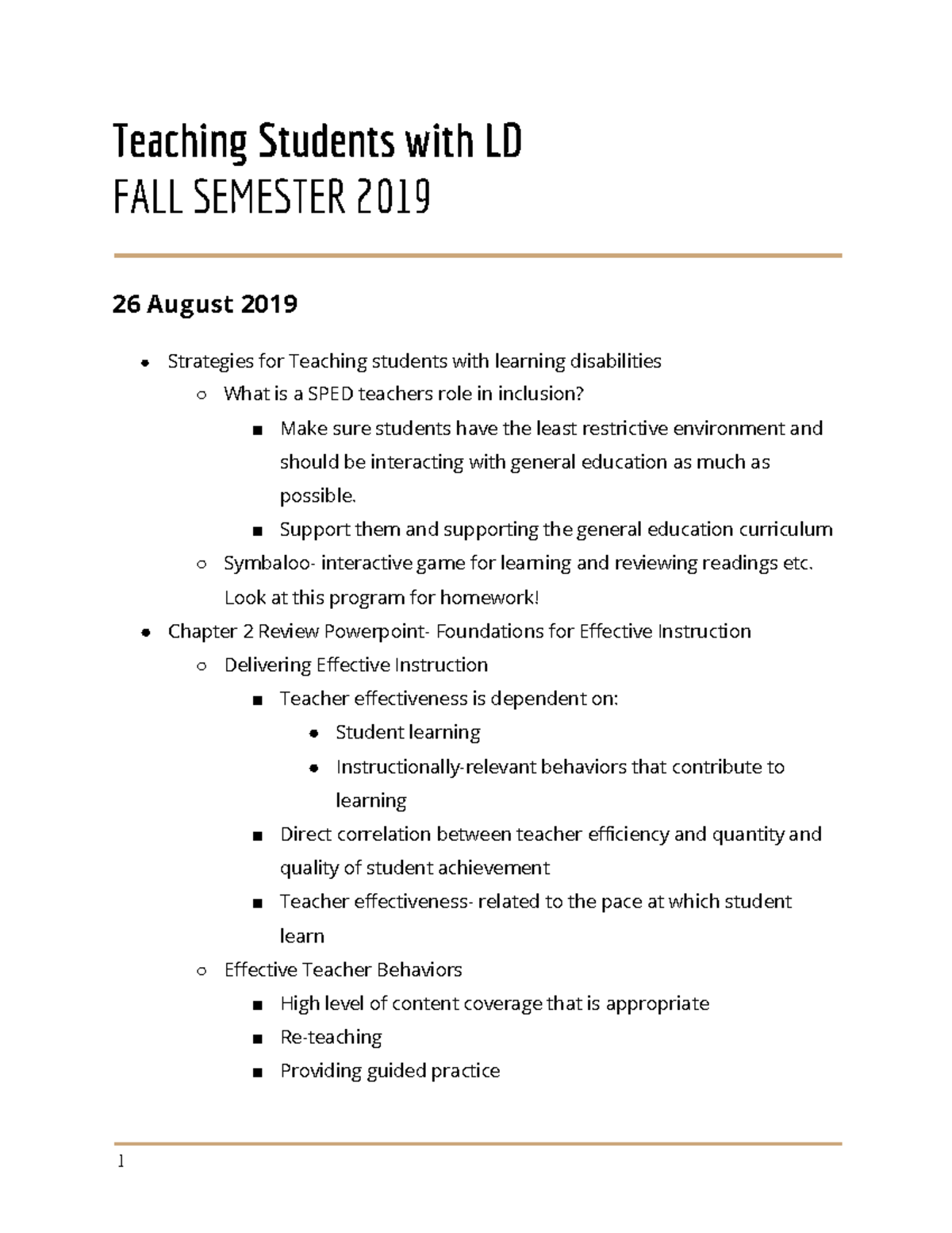 Teaching Students with LD 428 - Teaching Students with LD FALL SEMESTER ...