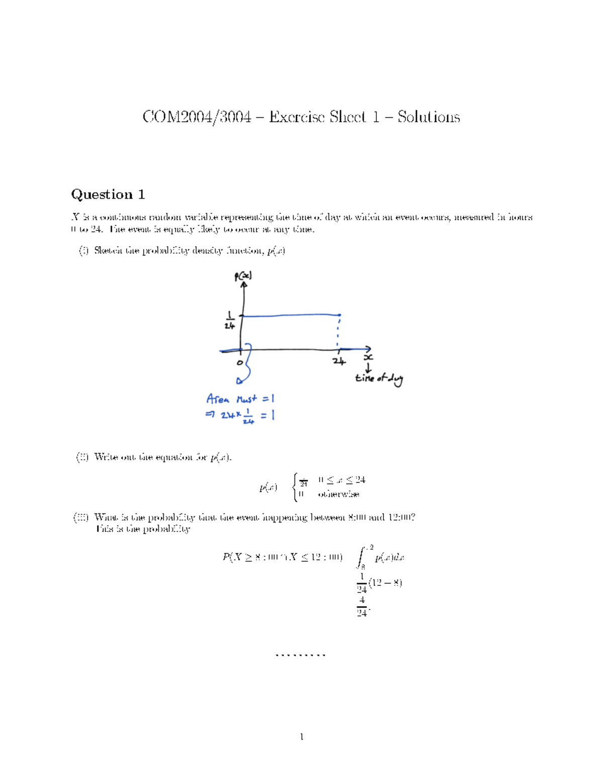 39651158 - Solutions - COM 2004 / 3004 – Exercise Sheet 1 – Solutions ...