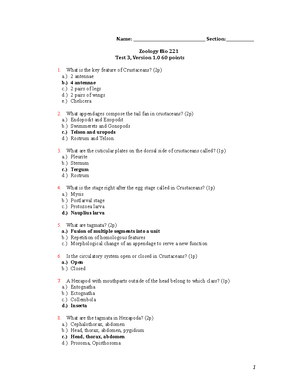 Zoo test 1 key (2022) - This is the answer guide to the exam for ...