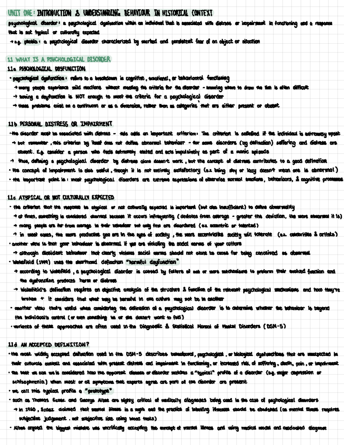 Abnormal Psychology Notes - UNIT ONE : INTRODUCTIONS UNDERSTANDING ...