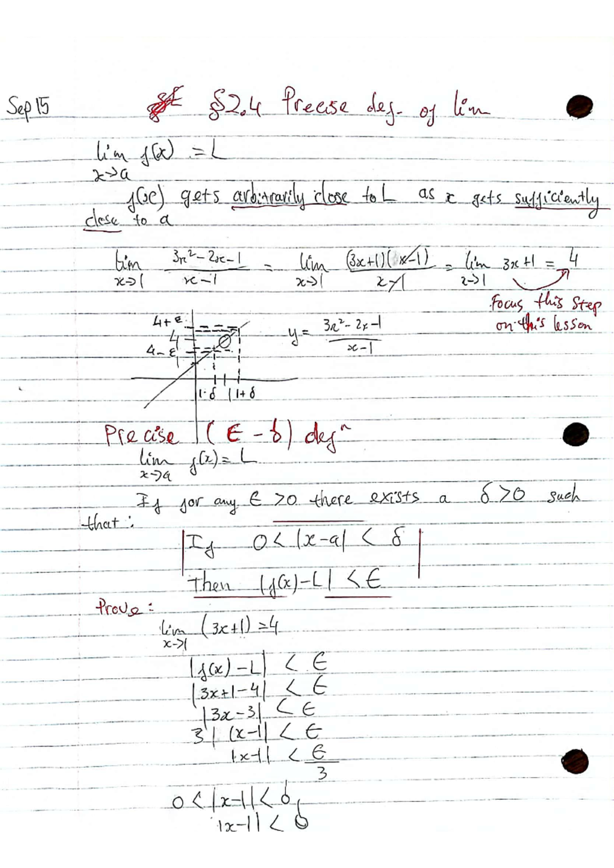 CALC 1 Notes Precis def. of lim + Continuity - MATH 1120 - Studocu