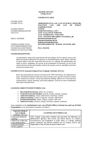 Syllabus 2023 bar - Study guide - Law - Studocu
