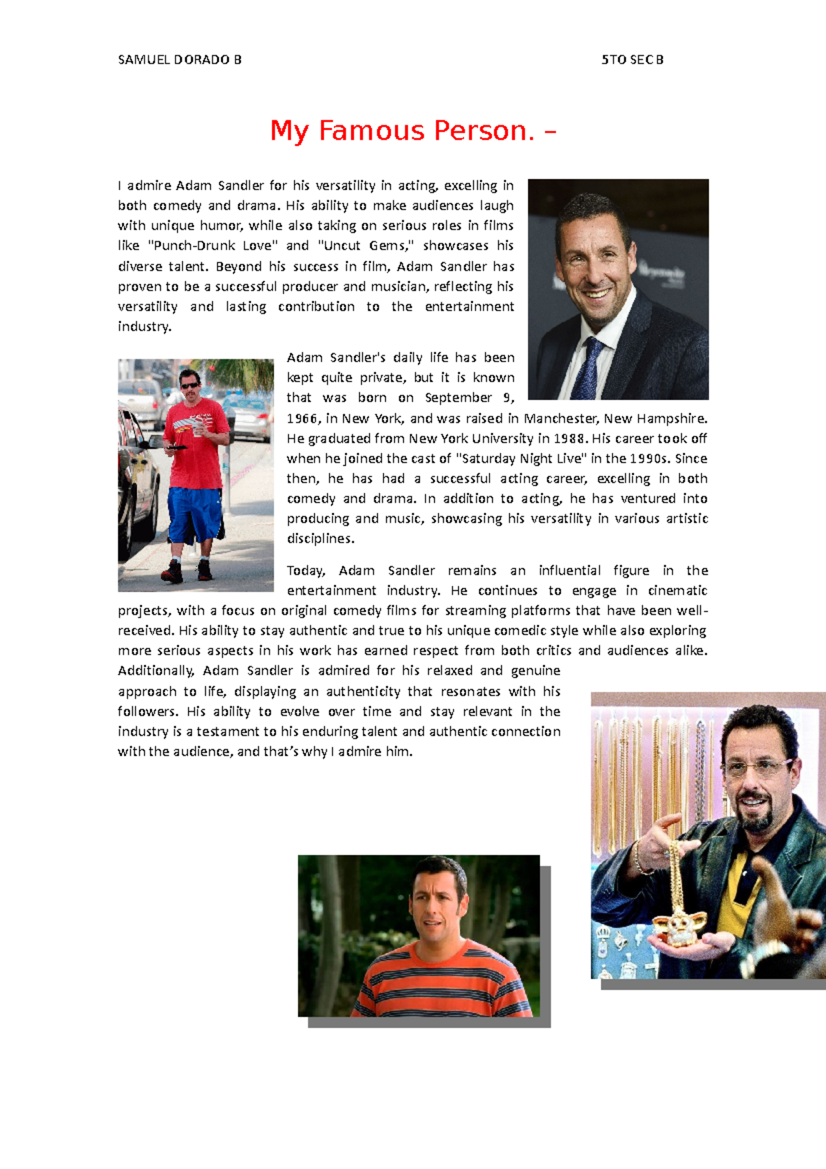 My Famous Person - Is a notes book - SAMUEL DORADO B 5TO SEC B My ...