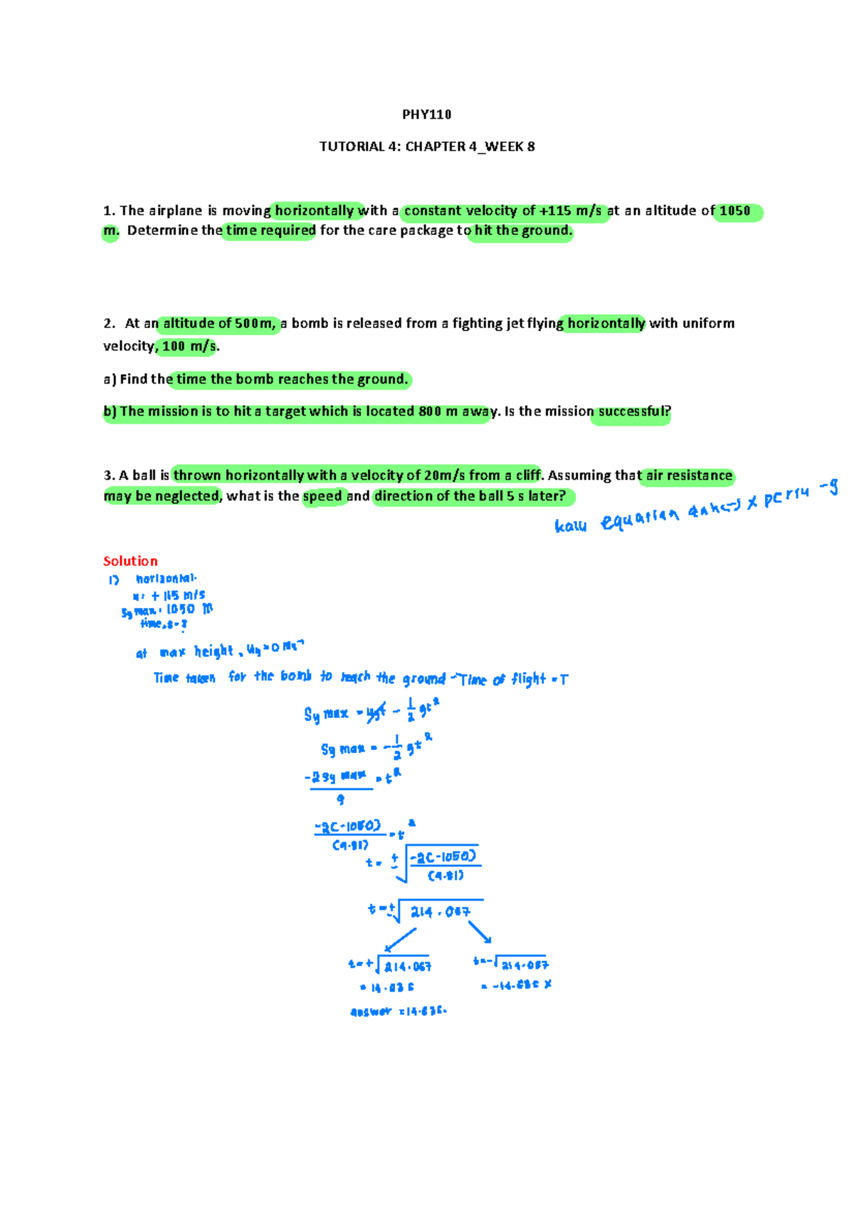 Chapter 3 WEEK 8 PHY 110 - Mechanics 1 - UiTM - Studocu