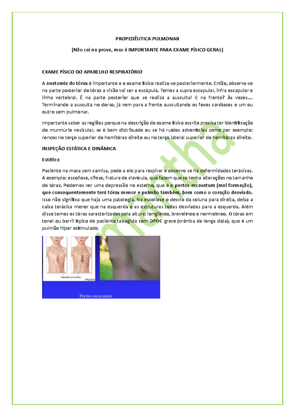 Pneumo AULA 1 - PROPEDÊUTICA PULMONAR (Não cai na prova, mas é ...