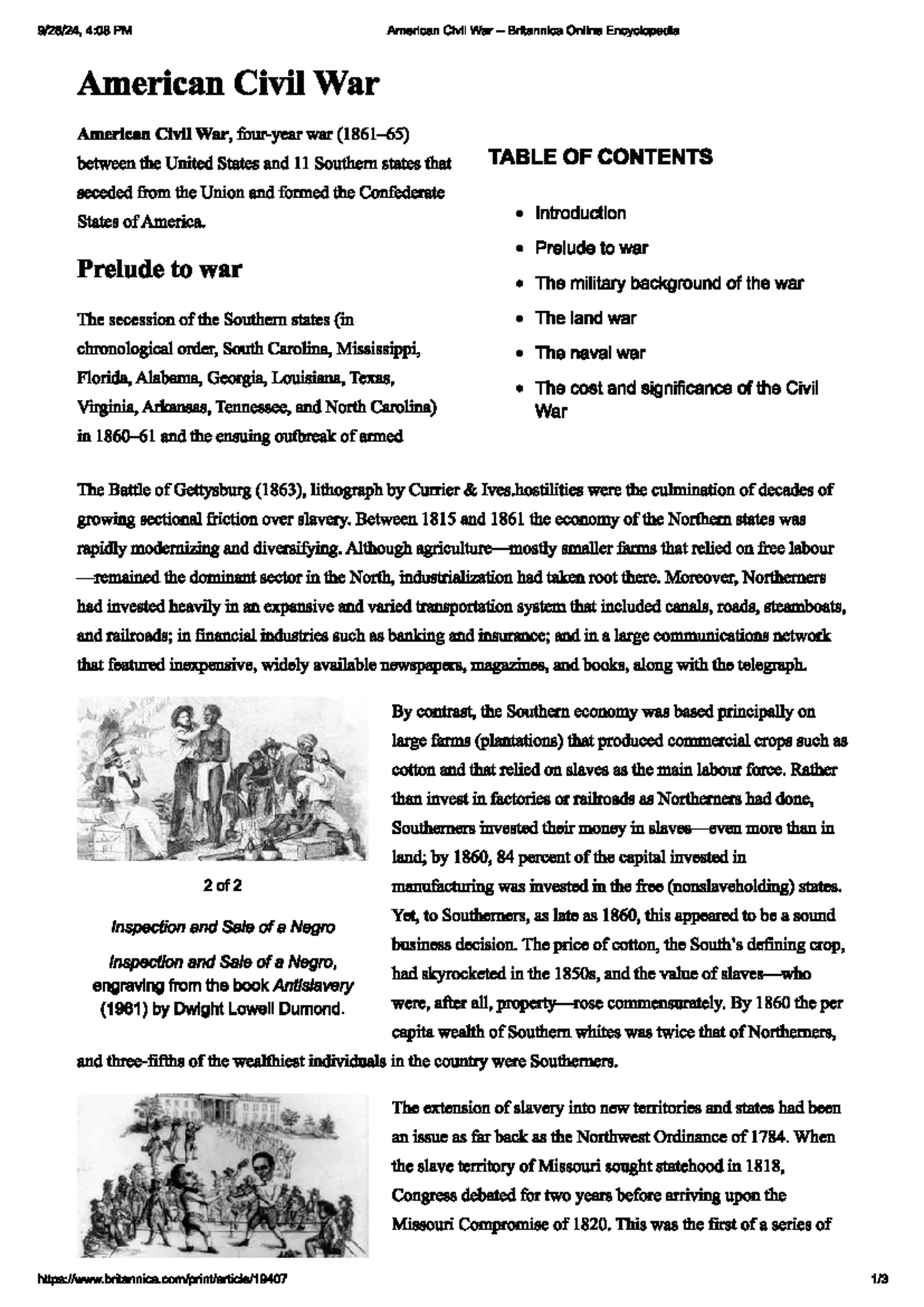 Prelude to war - Summary History Hons - 4:08 PM American Civil War ...