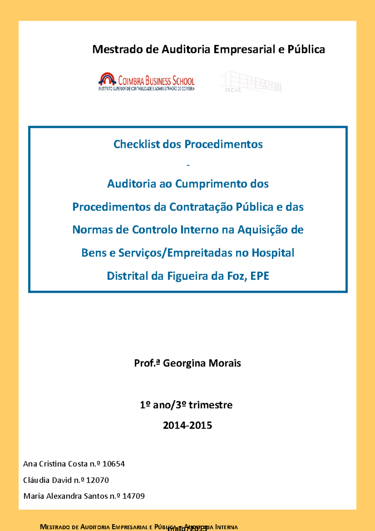 Check-list Procedimentos - Contratação Pública e Controlo Interno ...