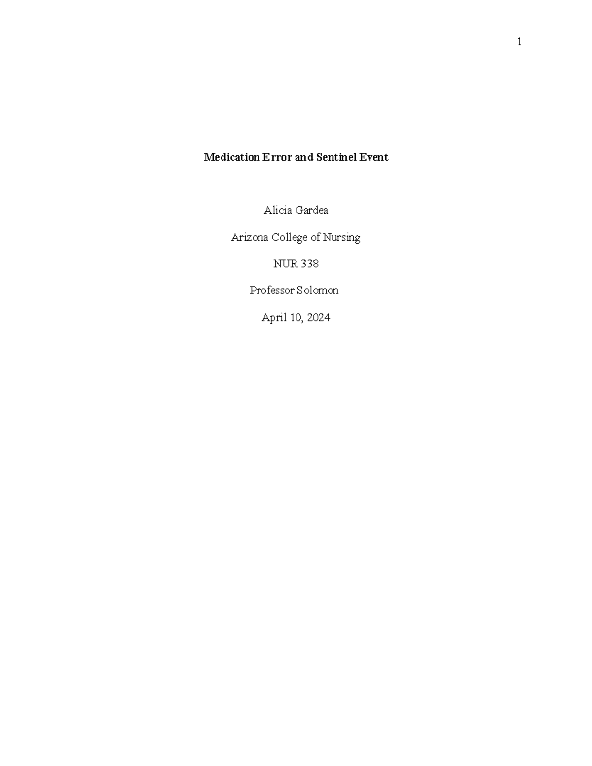 Medication Error and Sentinel Event - Apr. 9 @ 7 49 pm - 1 Medication ...