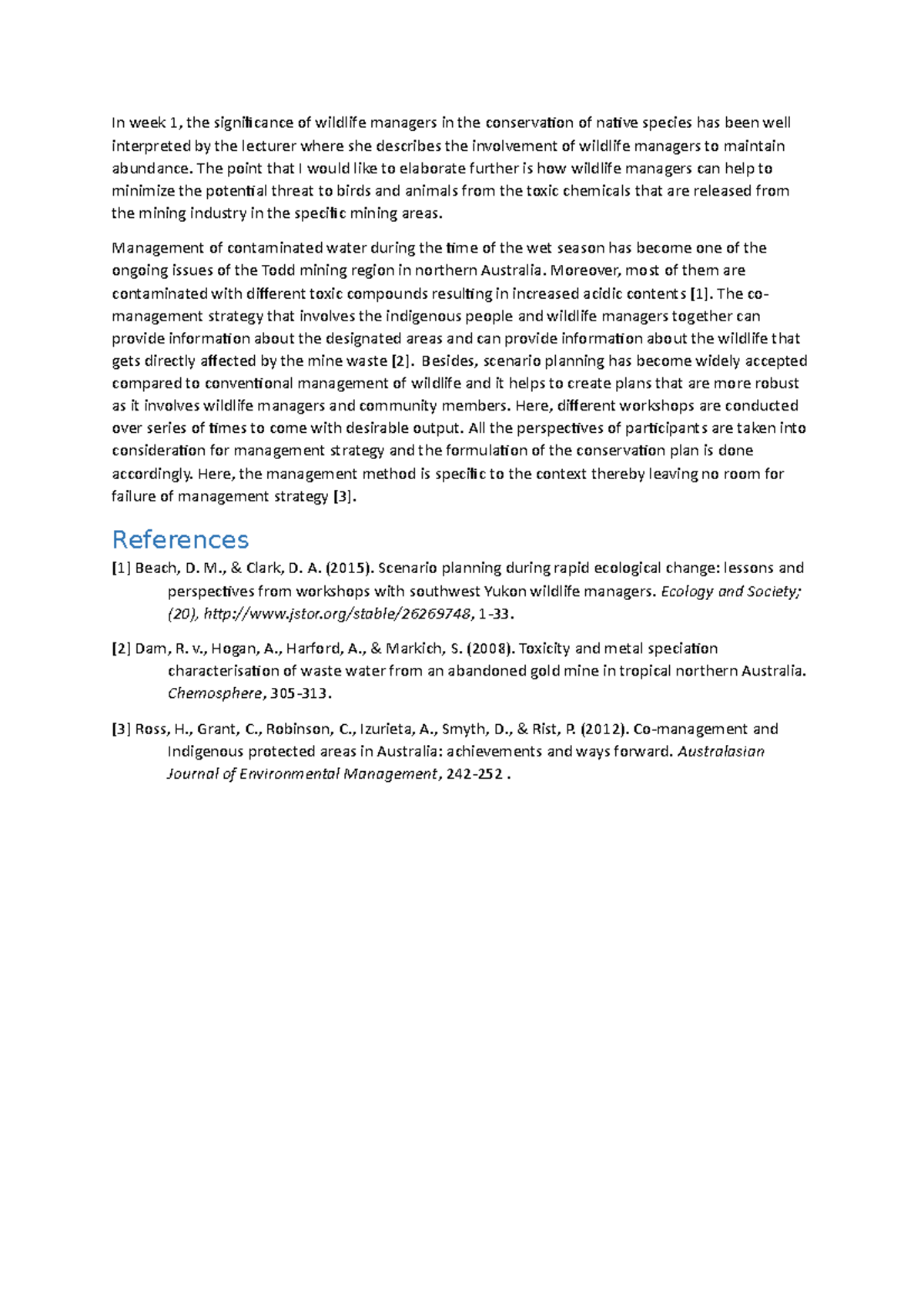 In week 1 - Week 1 work - In week 1, the significance of wildlife ...