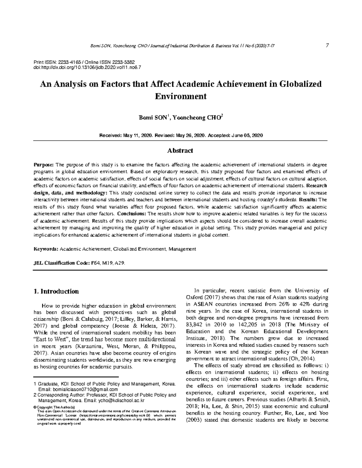 An Analysis on Factors that Affect Academic Achievement in Globalized ...
