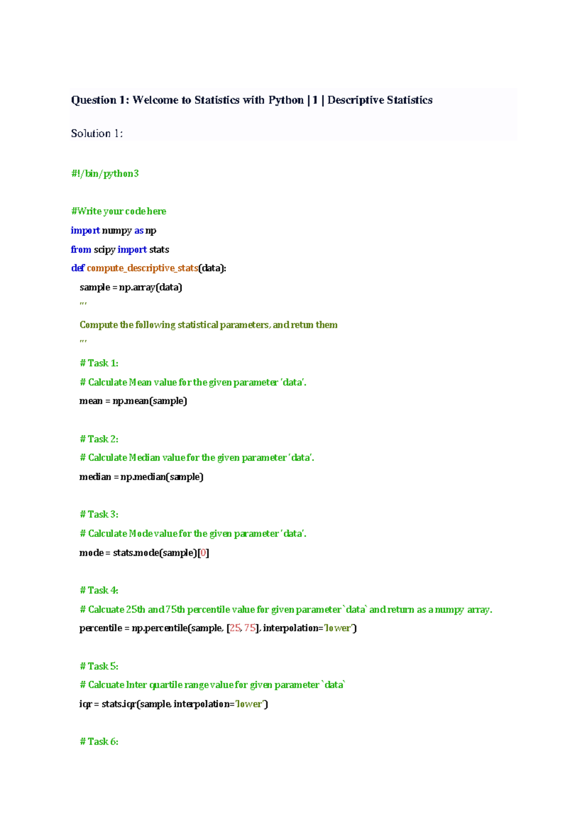 Stats with python - Question 1: Welcome to Statistics with Python | 1 ...
