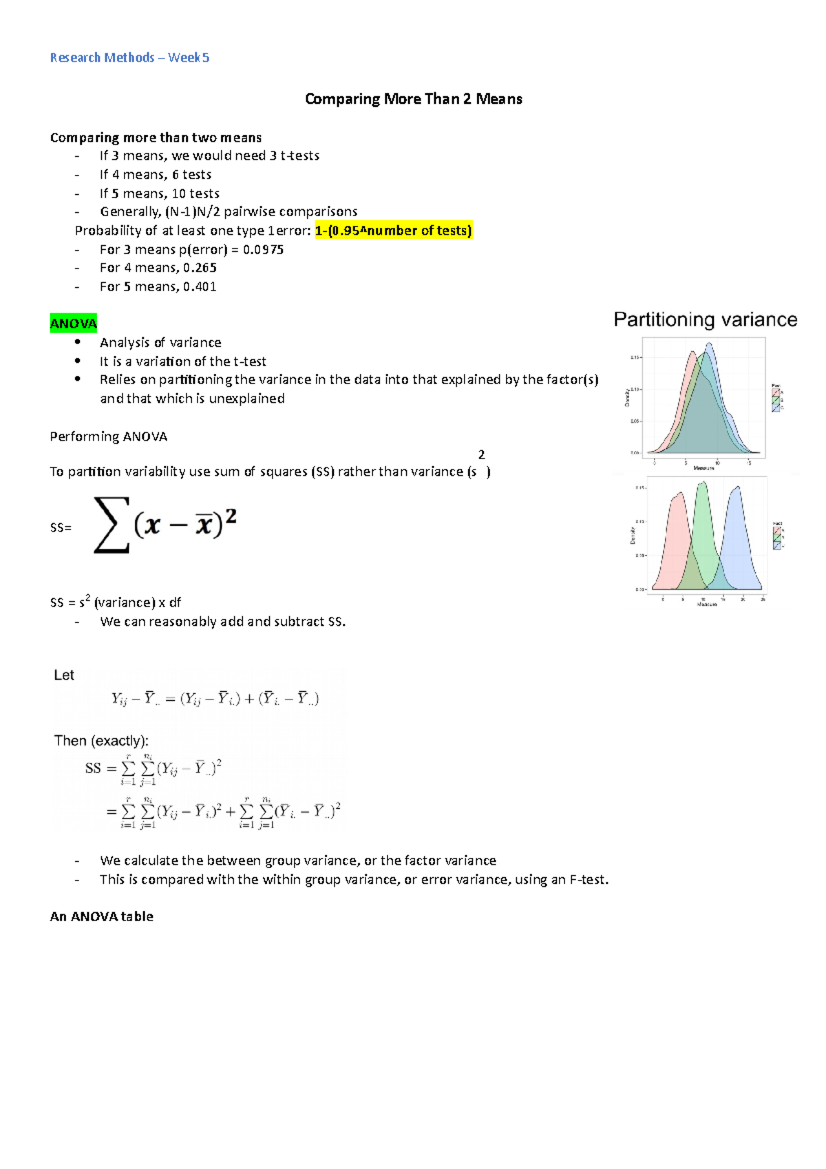 Research Methods – Week 5 - Comparing More Than 2 Means Comparing more ...