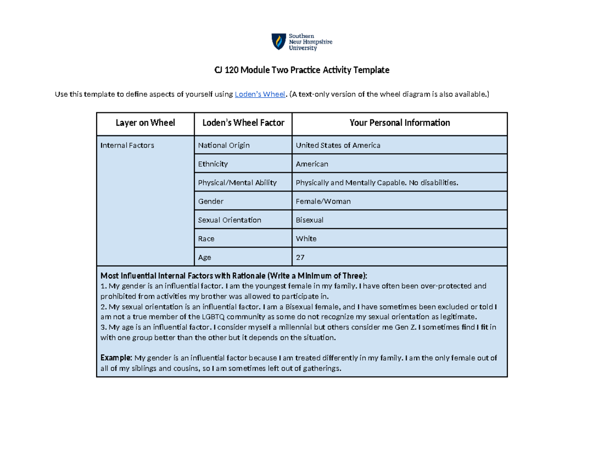 CJ 120 Module Two Practice Activity Template - (A text-only version of ...
