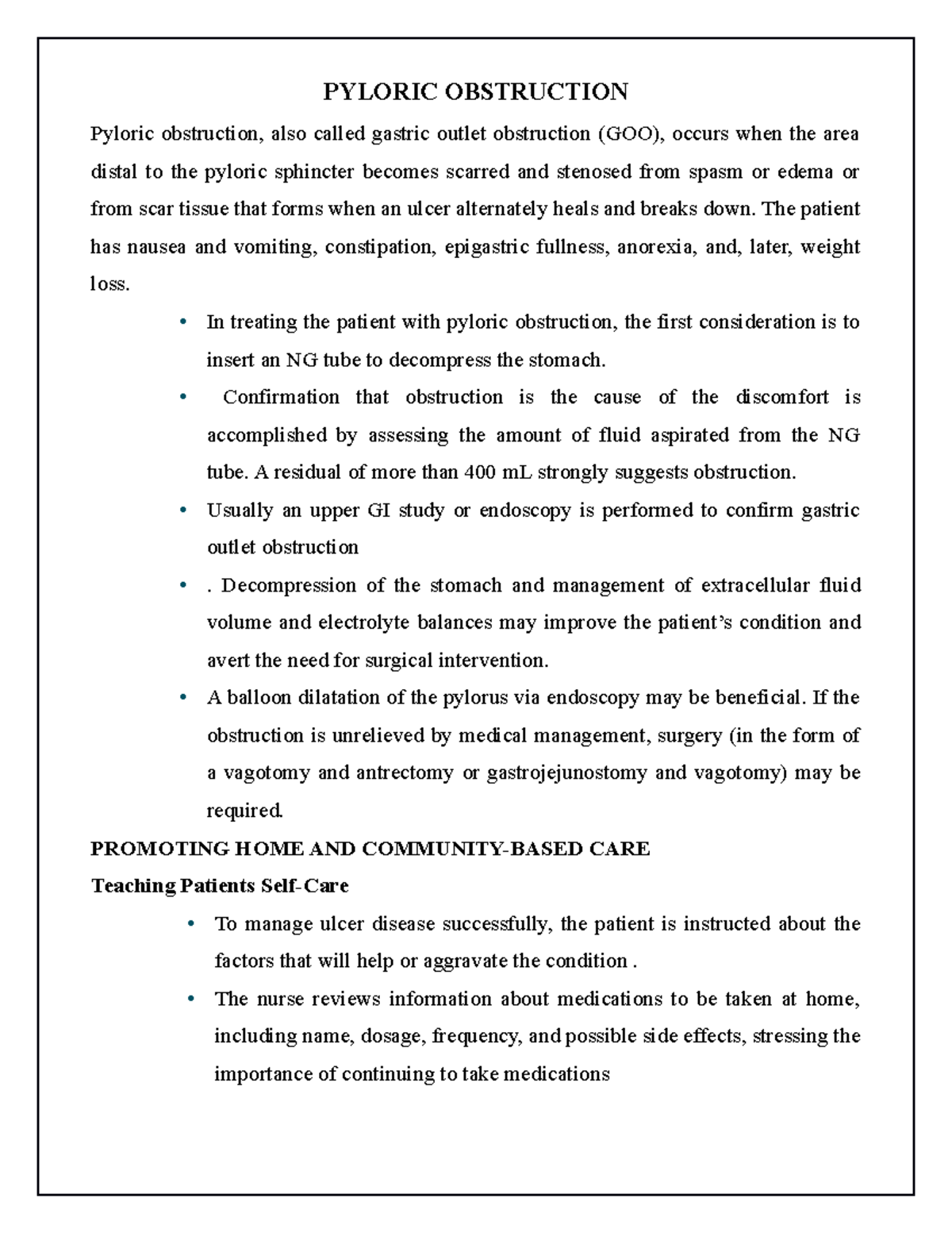 8. Pyloric Obstruction - PYLORIC OBSTRUCTION Pyloric obstruction, also ...