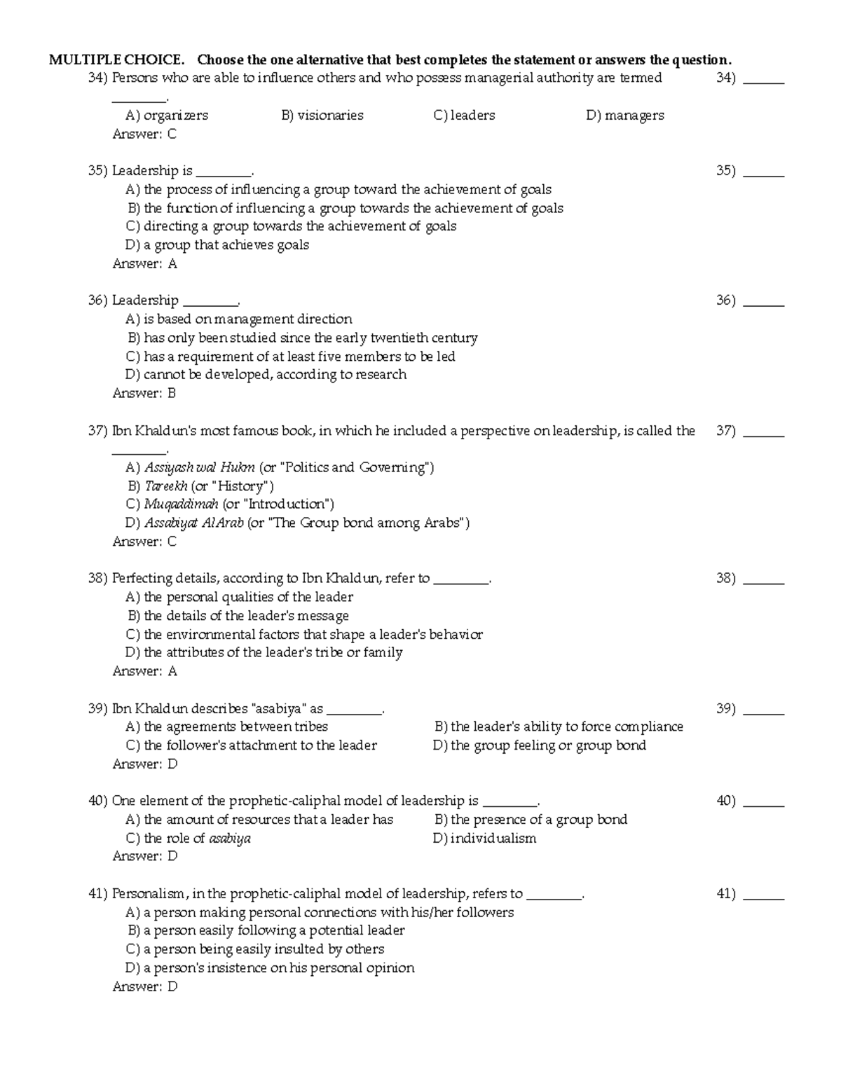 Chapter 16 Multiple Choice Questions - MULTIPLE CHOICE. Choose the one ...