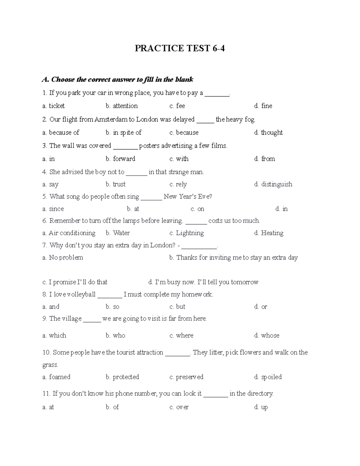 Practice Test 6-4 - Test to review unit and enhance skills - PRACTICE ...