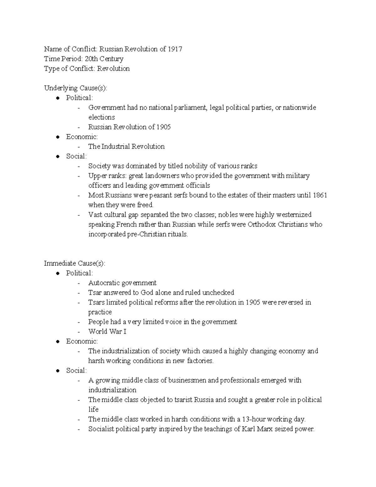 AP World Russian Revolution - Name of Conflict: Russian Revolution of ...