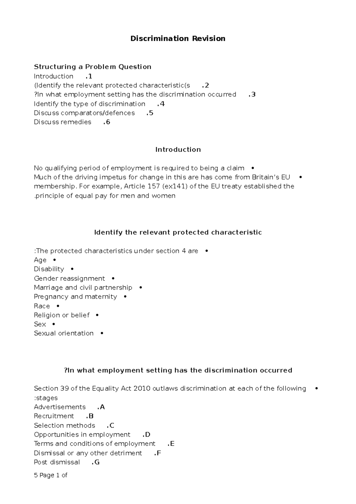 (R) Discrimination - Discrimination Revision Structuring a Problem ...