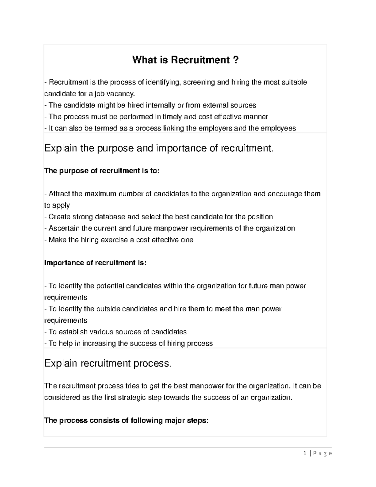 WHAT IS Recruitment - What is Recruitment ? Recruitment is the process ...