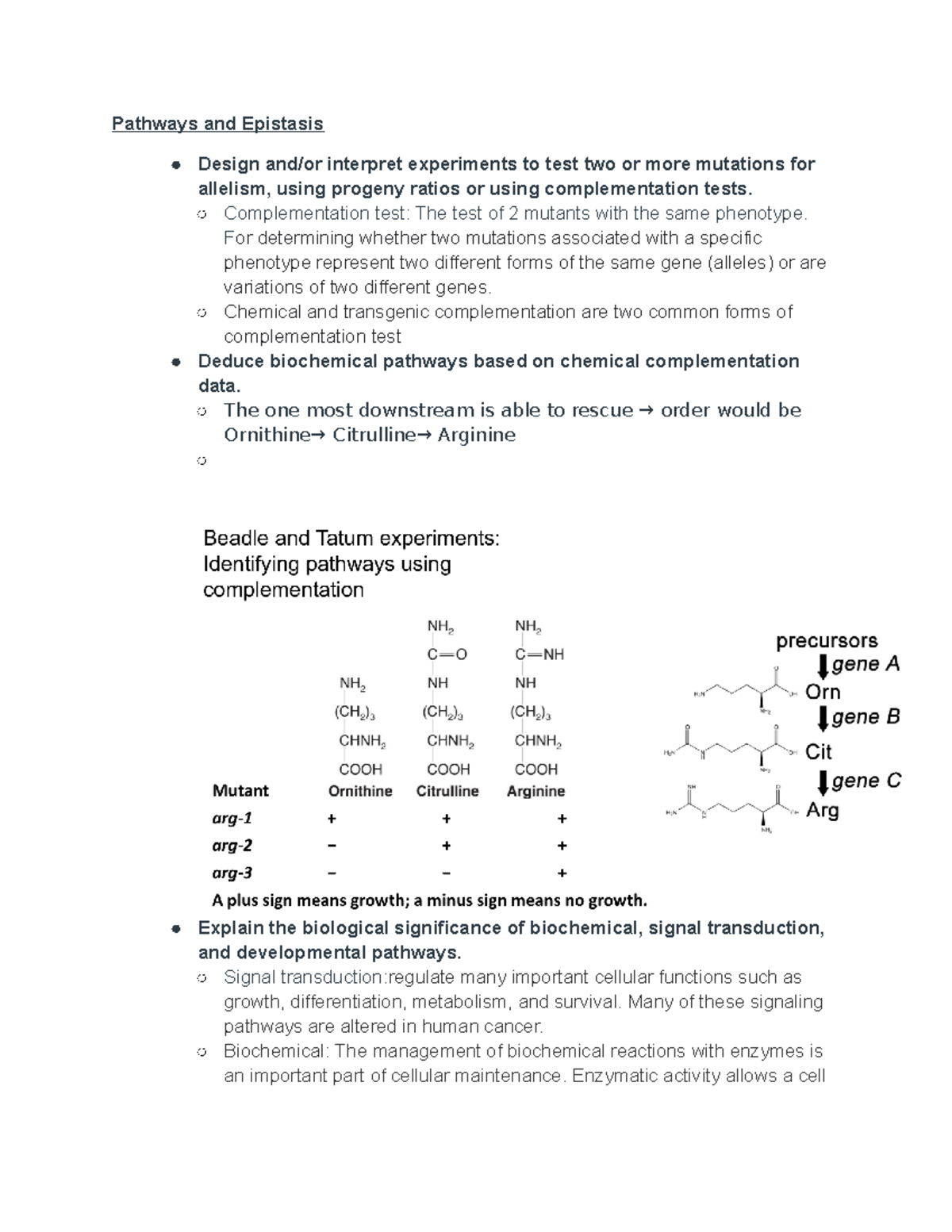 Learning Objectives Pathways & Epistasis - Pathways and Epistasis ...