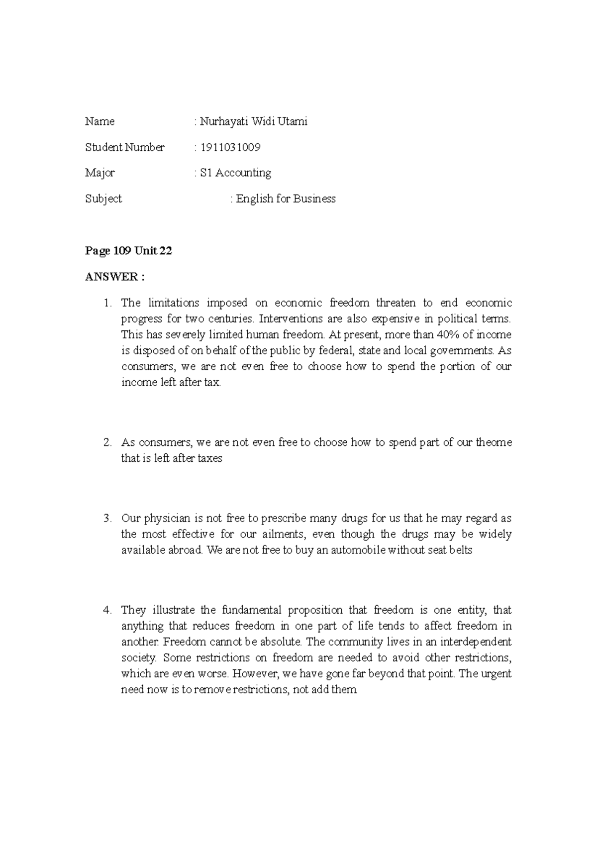 Latihan Soal - 27 April Unit 22 - Name : Nurhayati Widi Utami Student ...