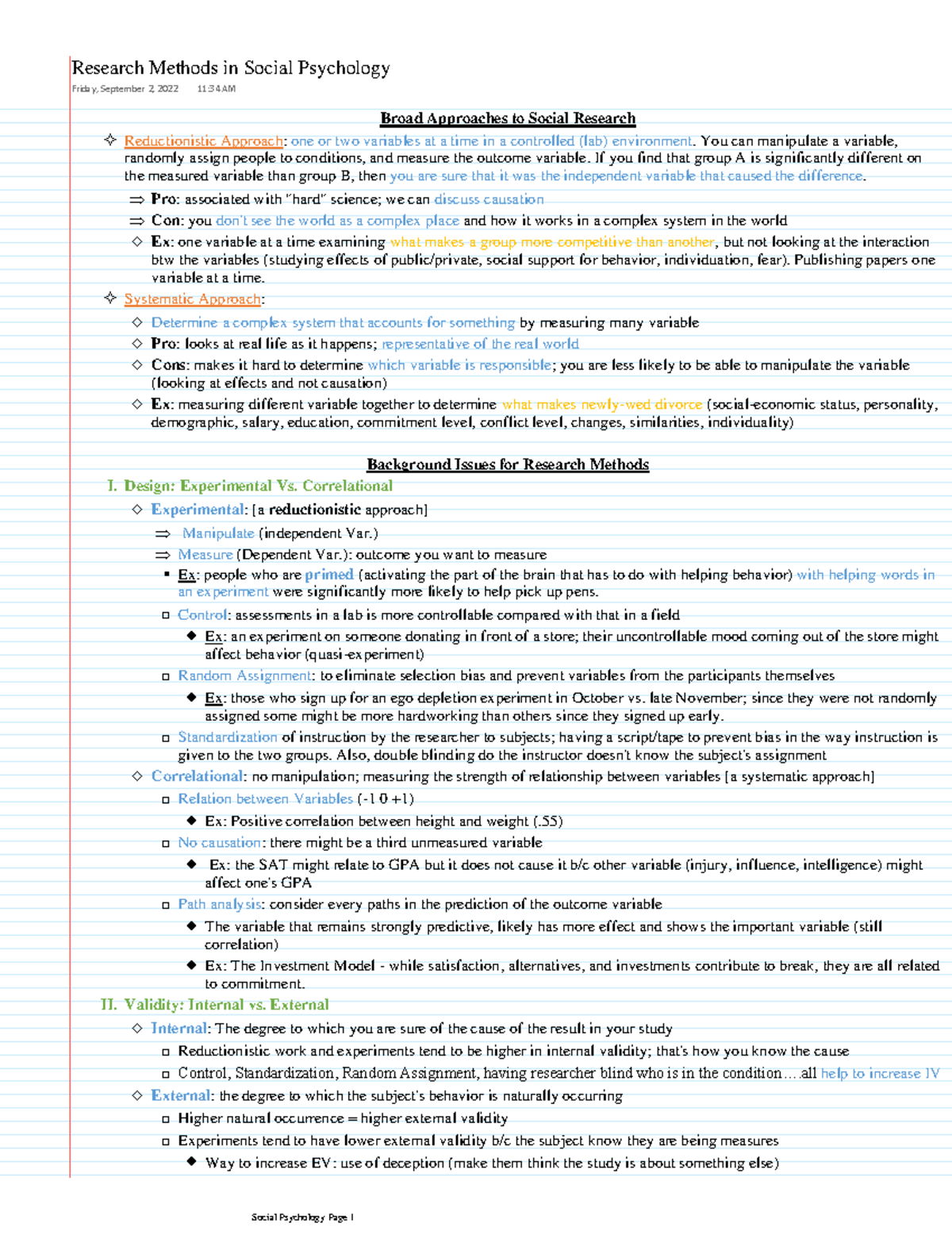 Research Methods in Social Psychology - Broad Approaches to Social ...