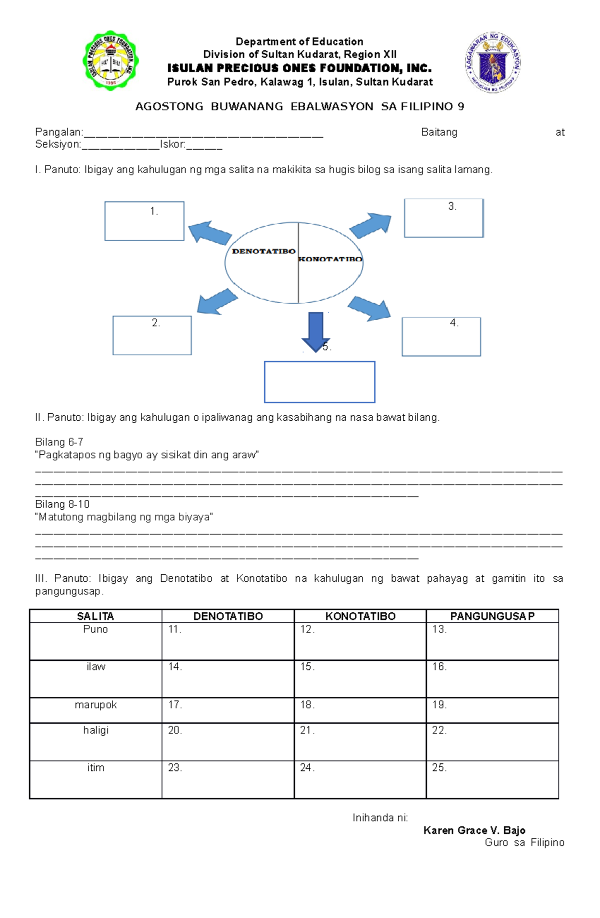 Filipino 9 - dsdsa - Department of Education Division of Sultan Kudarat ...