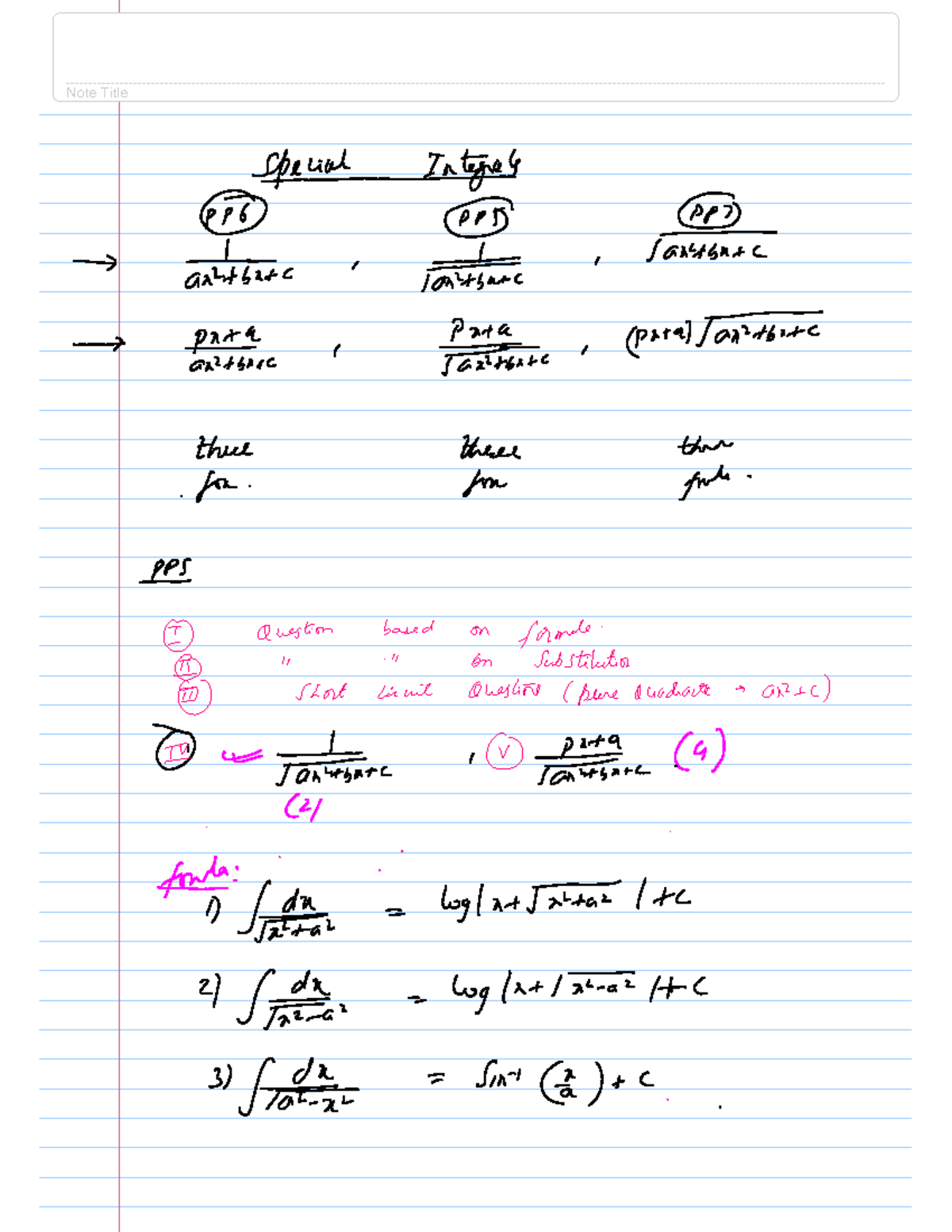 Integration PP 5 special integrals 2020 - Mathematics - Studocu