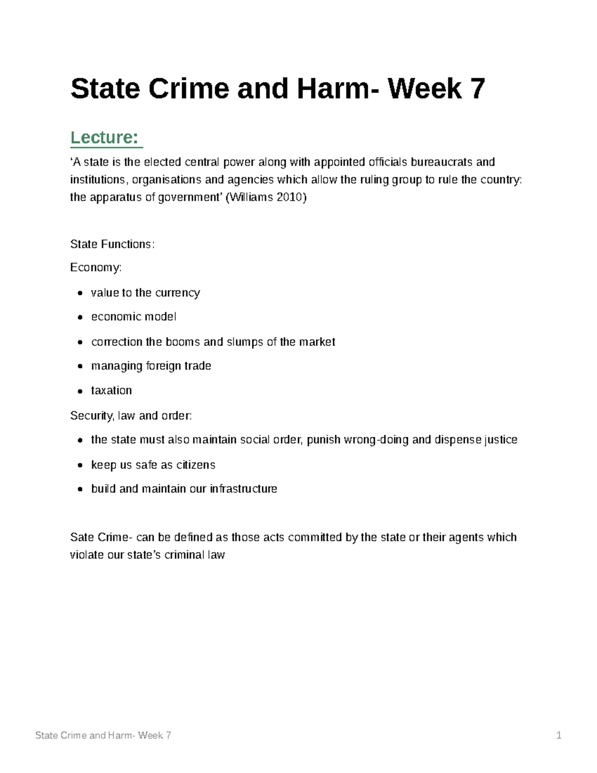State Crime and Harm- Week 7 - Responsibalisation: disadvantages groups ...
