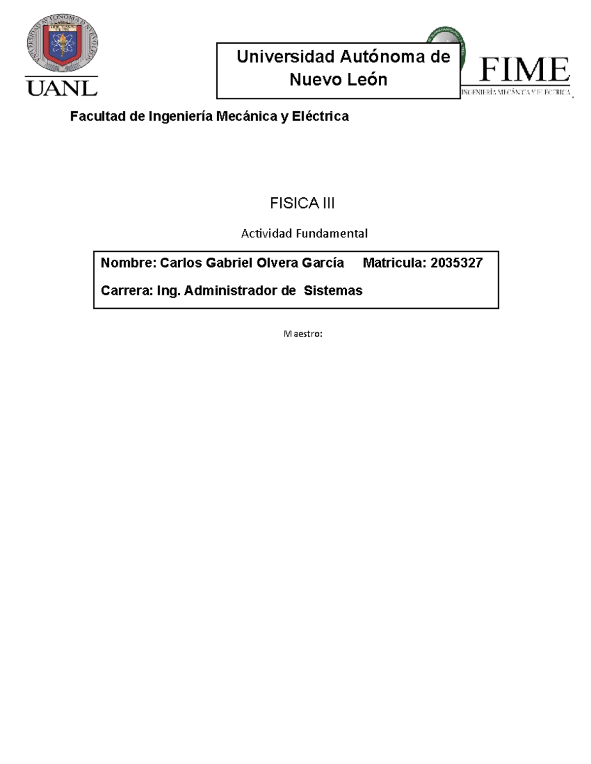Activid AD FUNDametal 1 fisiica 3 - Facultad de Ingeniería Mecánica y ...