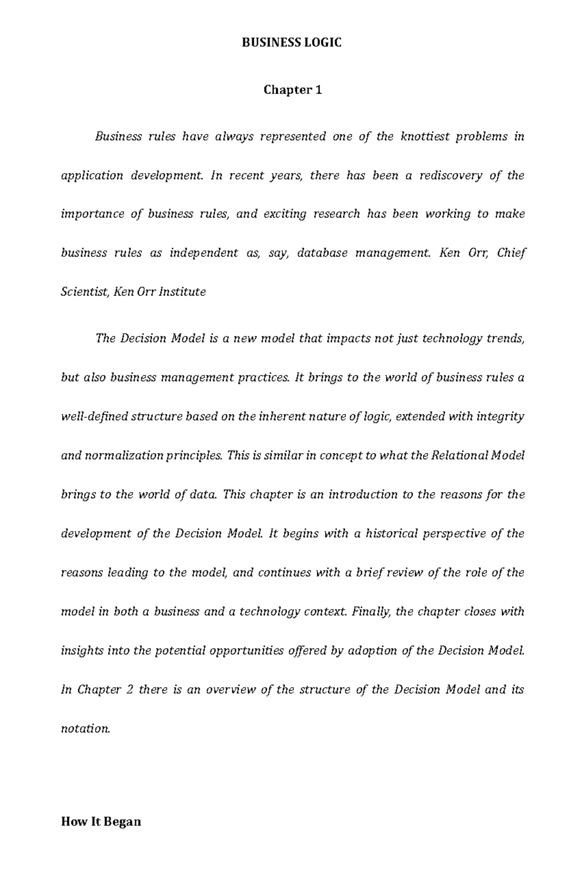 Business Logic 1 - lecture - BUSINESS LOGIC Chapter 1 Business rules ...