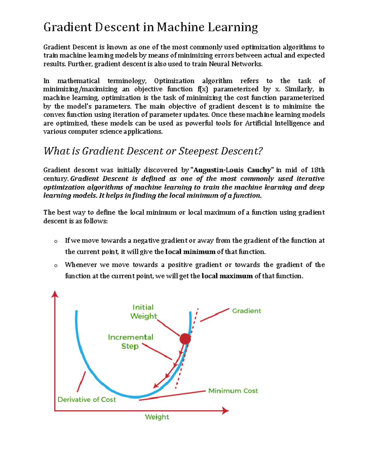 Gradient Descent - Further, gradient descent is also used to train ...