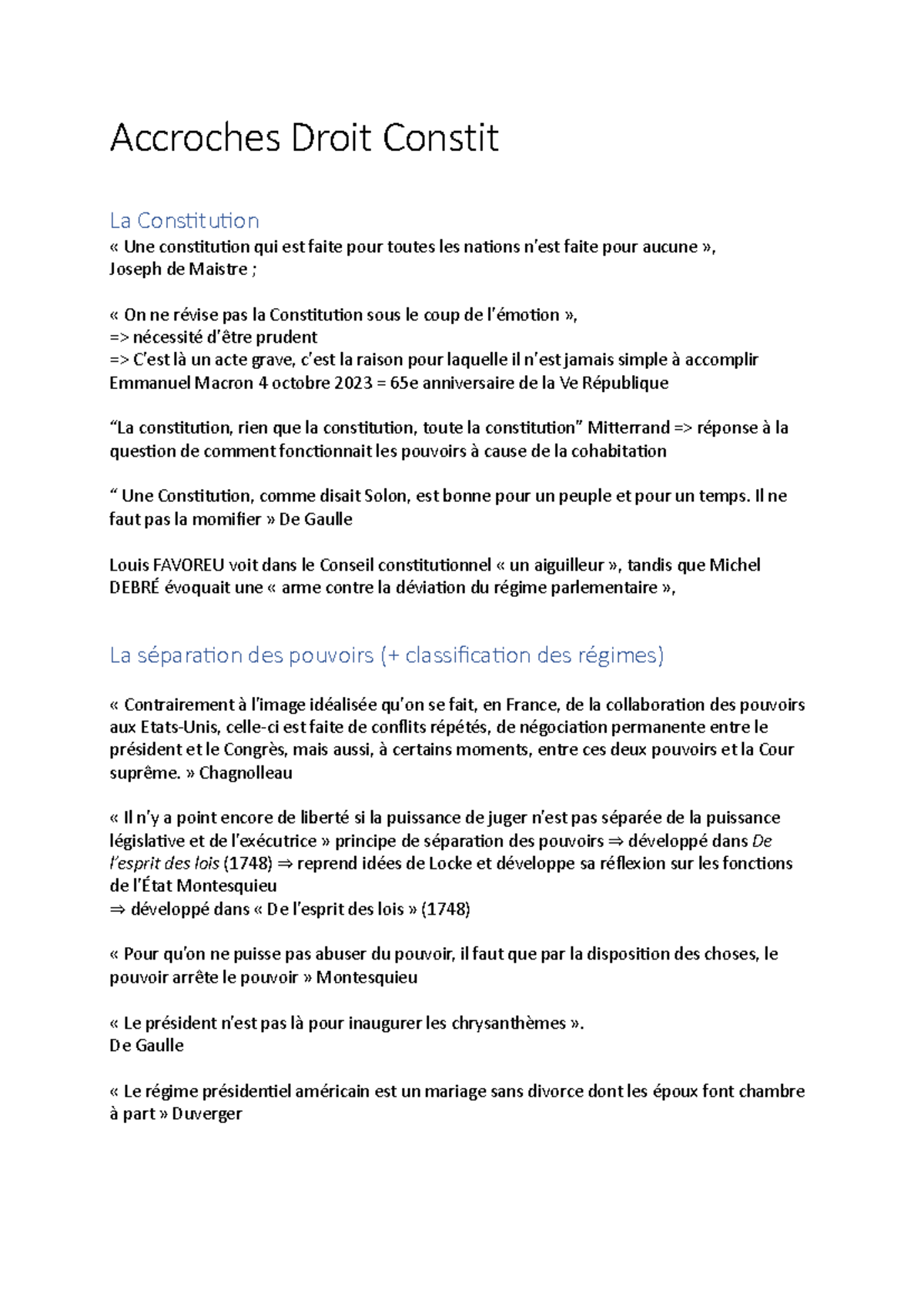 Accroches Droit Constit - Il ne faut pas la momifier » De Gaulle Louis FAVOREU voit dans le ...