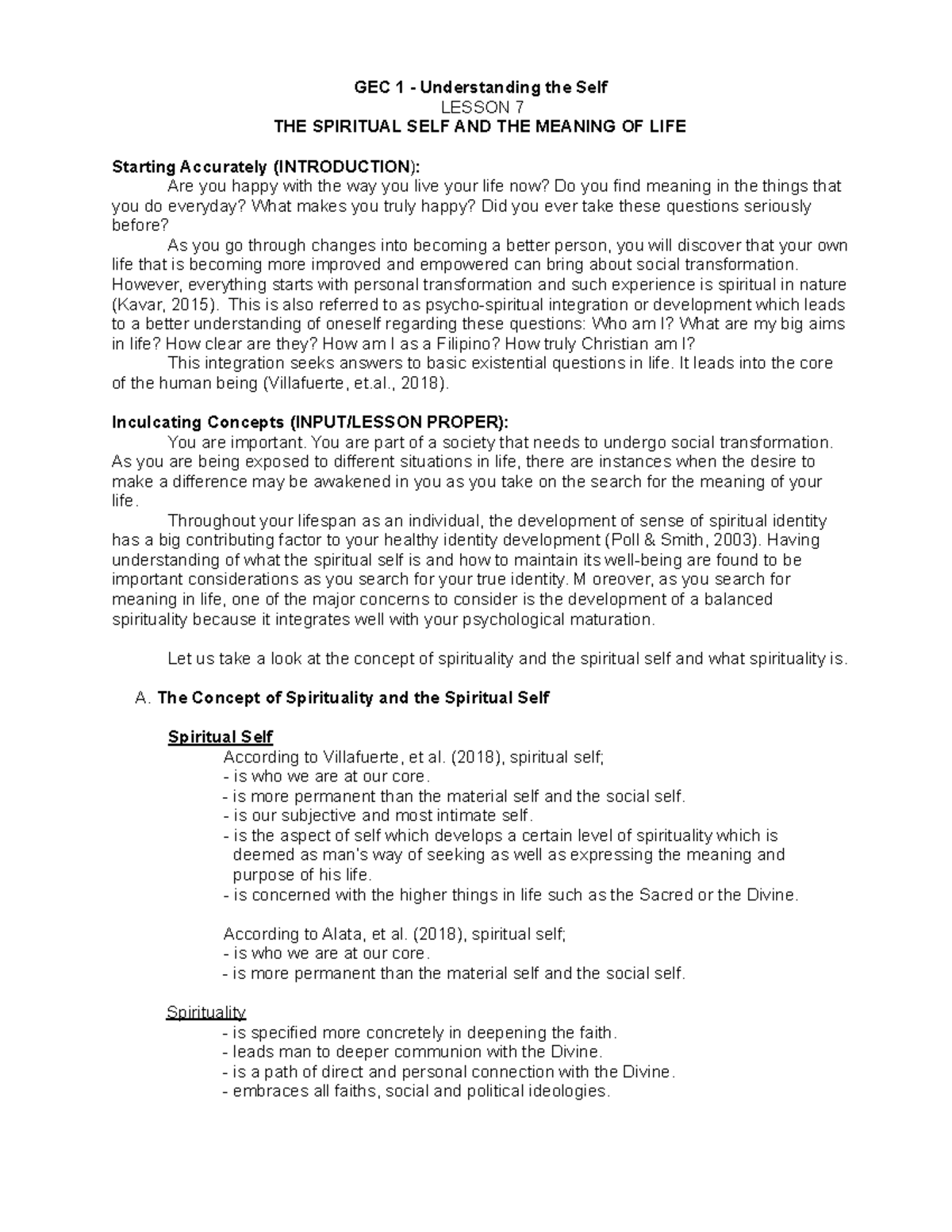 Module-7 Spiritual-Self-and-the-Meaning-of-Life - GEC 1 - Understanding ...