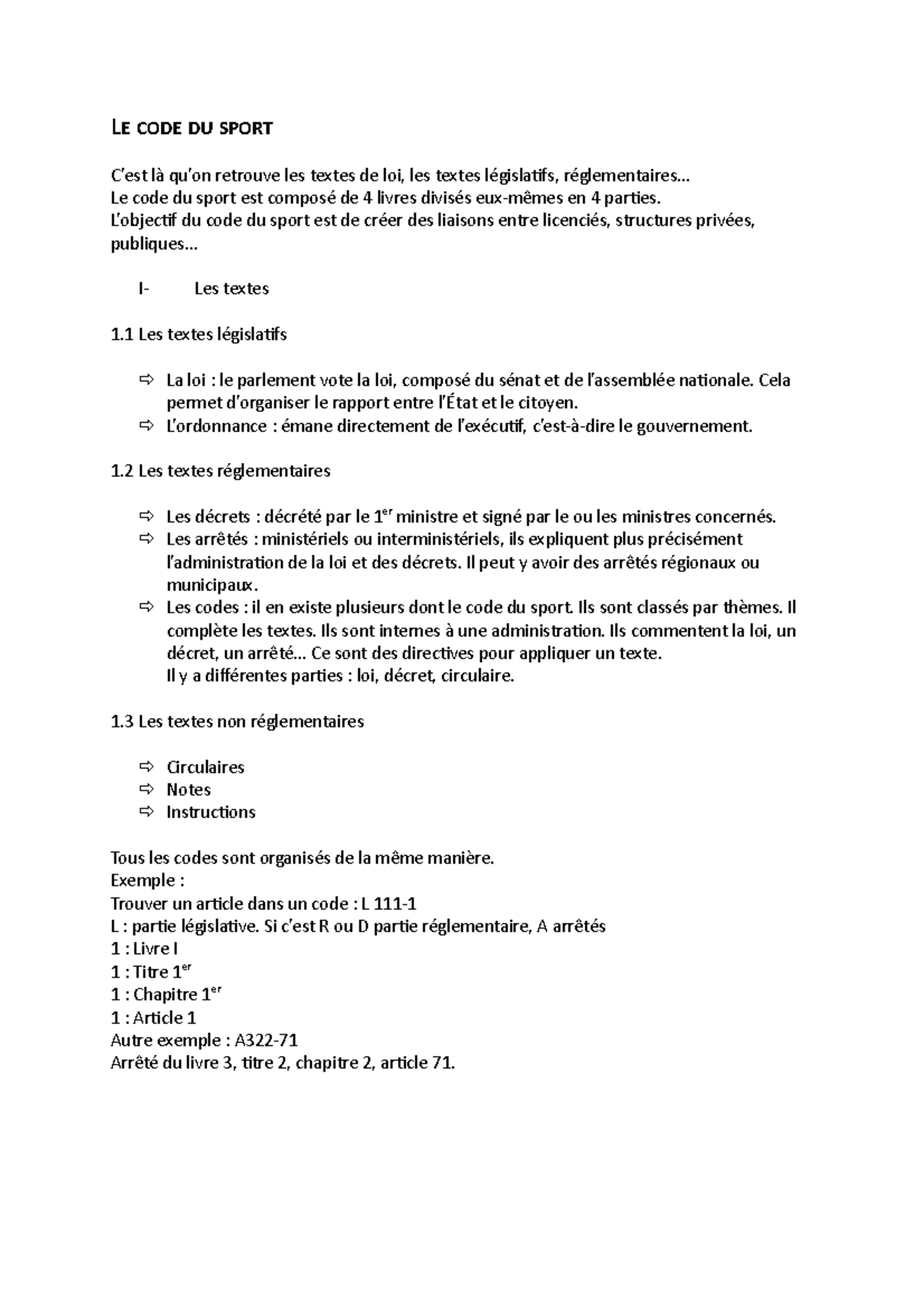 Le code du sport - Notes de cours 5 - LE CODE DU SPORT C’est là qu’on ...