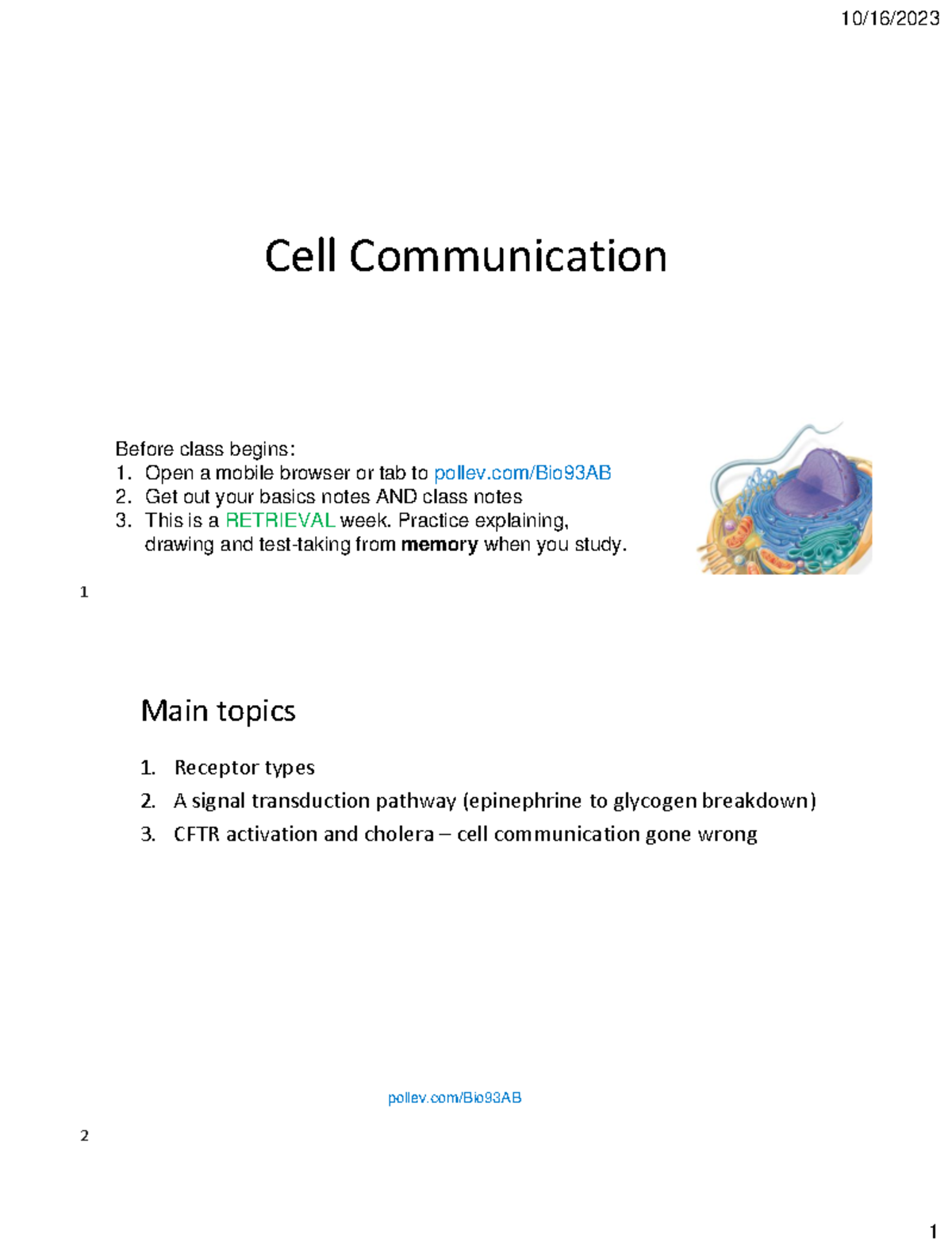 08 Class Cell Communication notes-1 - Cell Communication Before class ...